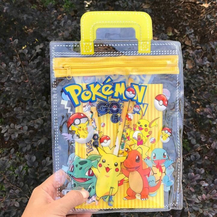 Anime Pokemon Pikachu Portable Stationery Set Bags Children's Cute ...