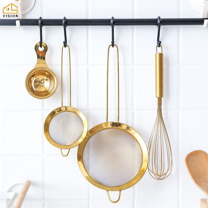 Vision Stainless Steel Fine Mesh Handheld Screen Oil Strainer Golden ...