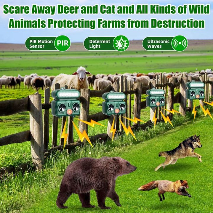 【BBI】-2PCS Ultrasonic Cat Dog Repellent Outdoor Waterproof Solar Animal ...