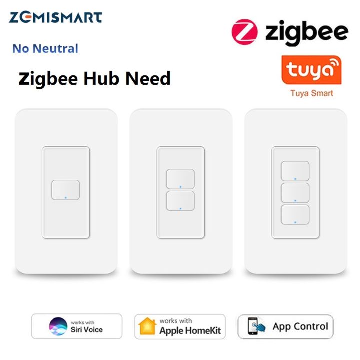 zemismart Smart Zigbee Light Switch,No Neutral/Neutral Wall Relay Light ...