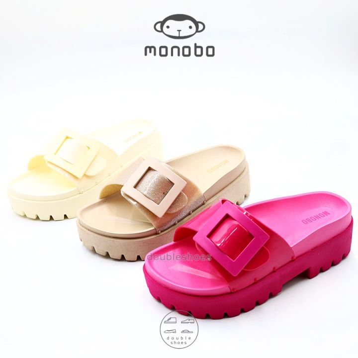 MONOBO (Super Jello) รองเท้าแตะส้นหนา หญิง ไซส์ 5-8 | Lazada.co.th