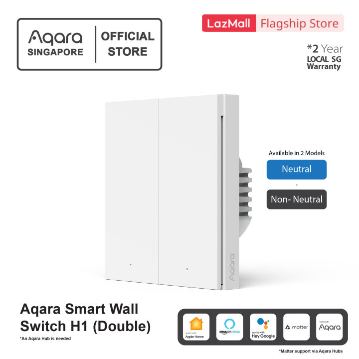AQARA Smart Wall Switch H1 EU (Double rocker), Support Apple HomeKit ...