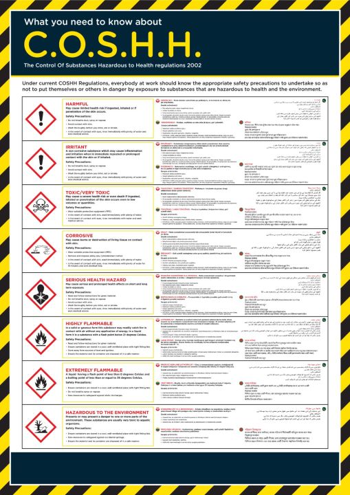 CMC8003 C.O.S.H.H Poster(A2 Size, 420x594mm) COSHH Harmful, Irritant ...