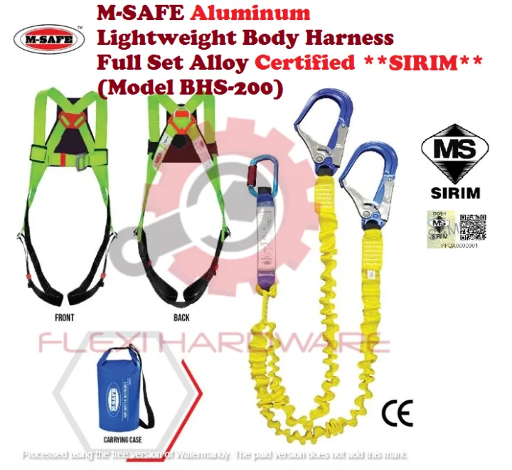 *SIRIM DOSH APPROVED* M-SAFE Aluminum Lightweight Full Body Harness ...