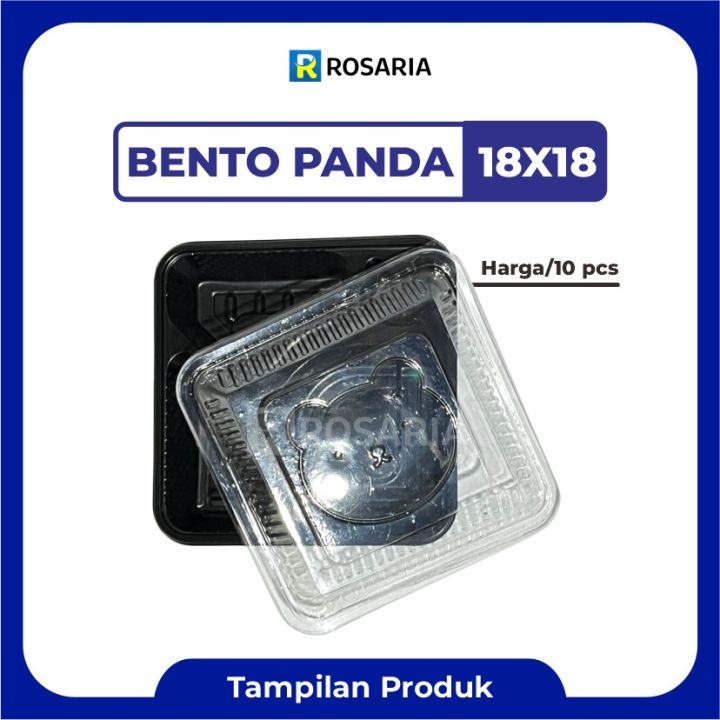 [ 10 pcs ] MIKA BENTO PANDA 18x18 merk CERIA Plastik Kotak Makan Tebal ...