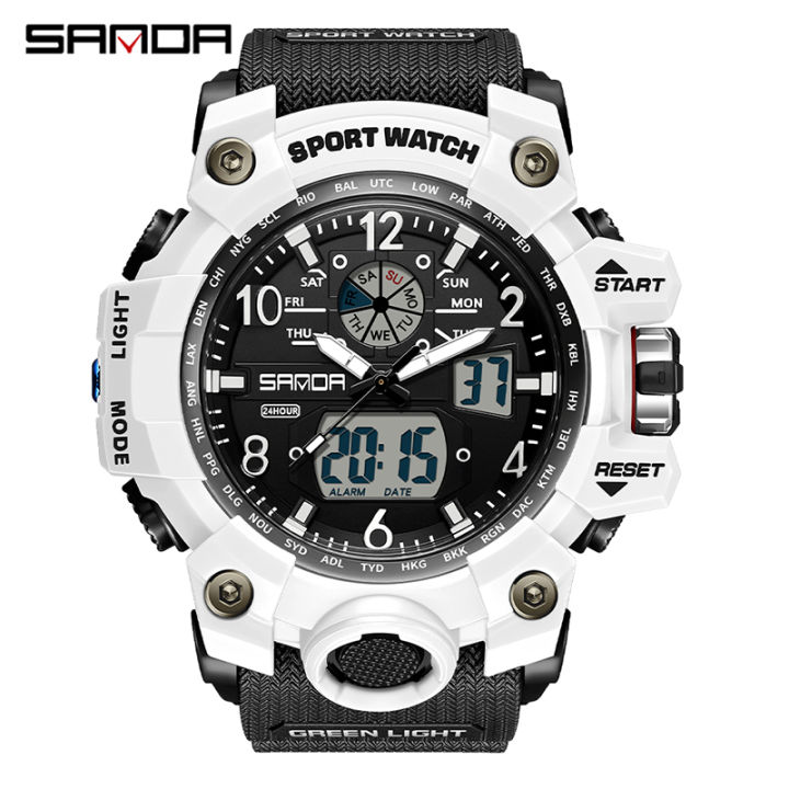 SANDA Men's Watch Multi display LED Digital Watch Waterproof Calendar ...