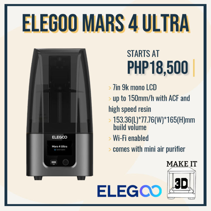 Elegoo Mars 4 Ultra - 9k monochrome high speed mSLA resin 3D printer | Lazada PH