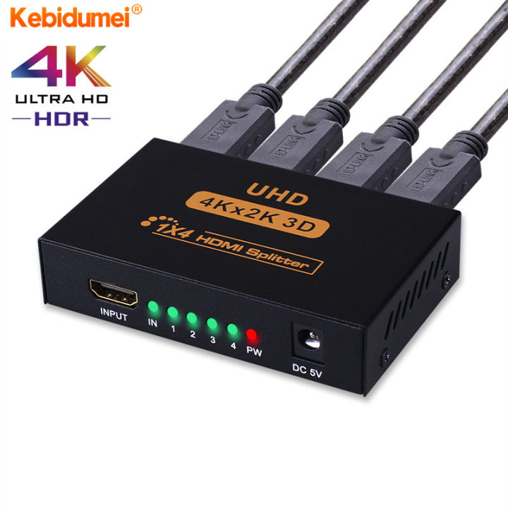 Kebidumei 4K HDMI Splitter 1x4 Video HDMI Distributor 1 in 4 out 1080P ...
