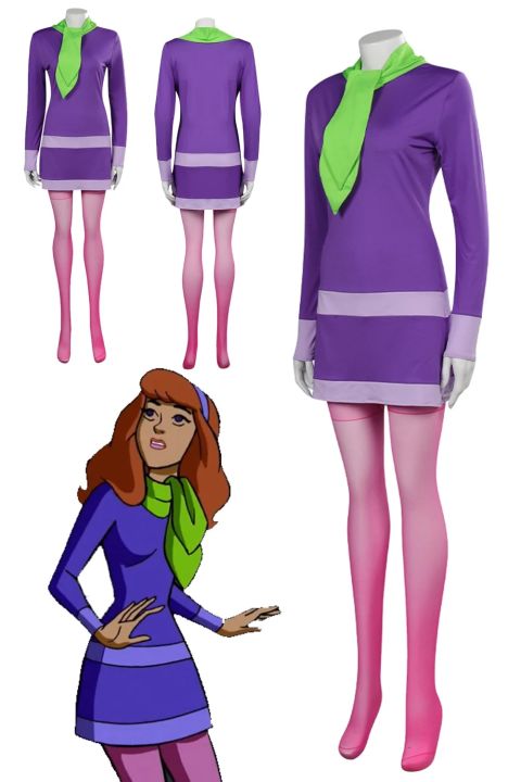 Daphne Blake Cosplay Tv Scooby Cosplay Doo เครื่องแต่งกายของผู้หญิงถุง