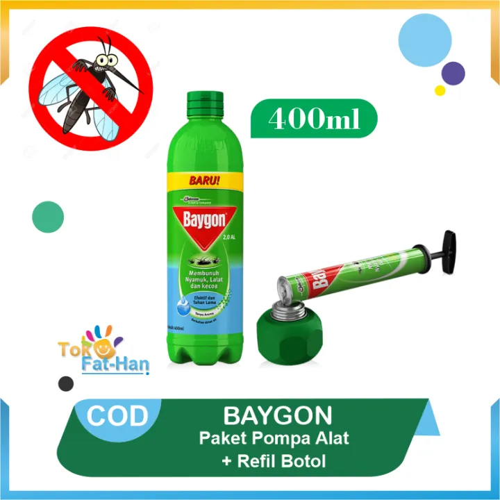 BAYGON Paket Pompa Alat + Botol Liquid 400ML / Baygon Anti Nyamuk Isi ...