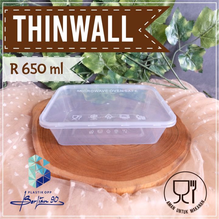 Thinwall Persegi Panjang 650 Ml Isi 5 Food Container Box Tempat Kotak