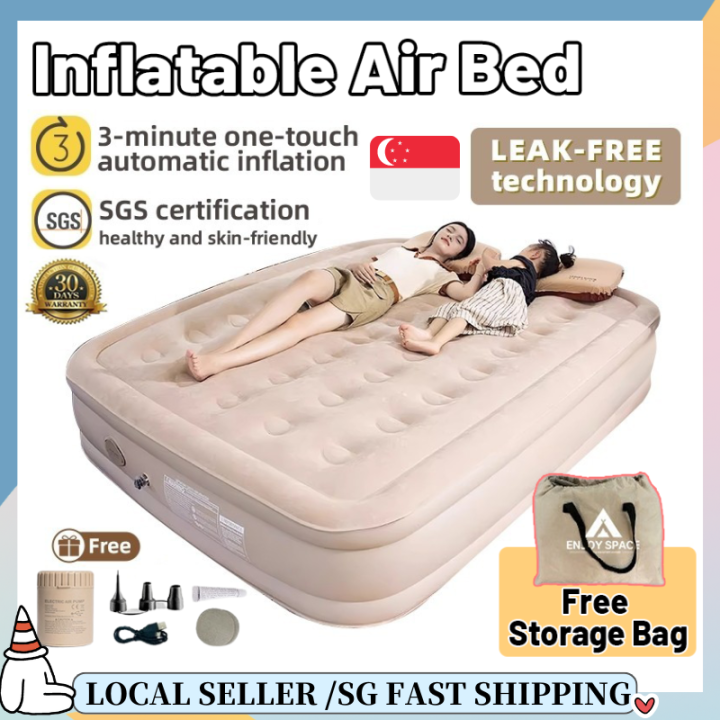 SG ready stock inflatable air bed double size foldable with electric ...