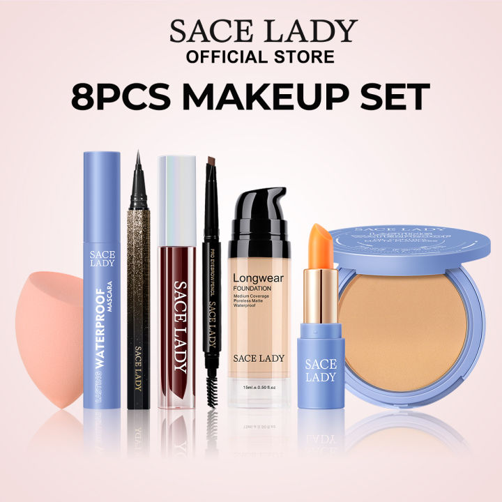 SACE LADY Matte Makeup Kit 8Pcs Pressed Powder+Waterproof Mascara ...