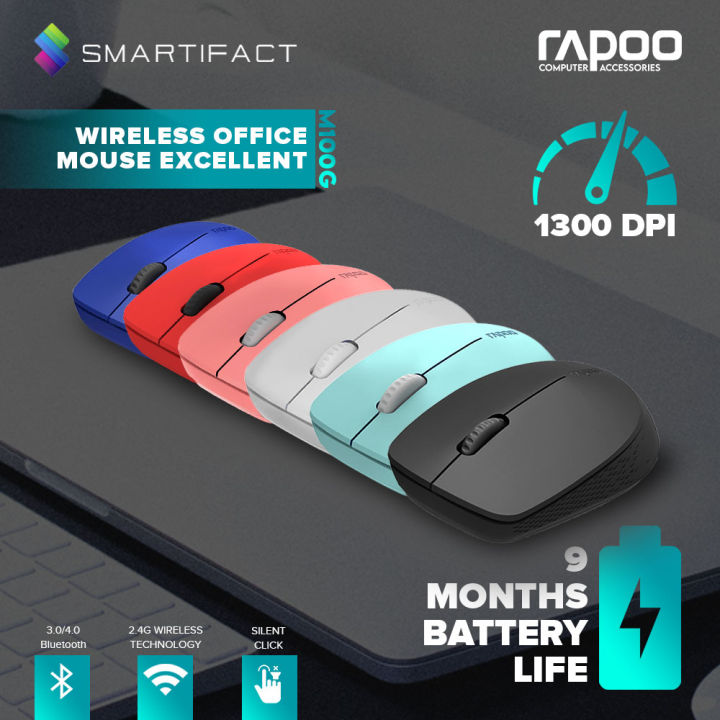 Rapoo M100G Silent Multi mode Wireless Bluetooth Mouse Bluetooth V3.0,4 ...