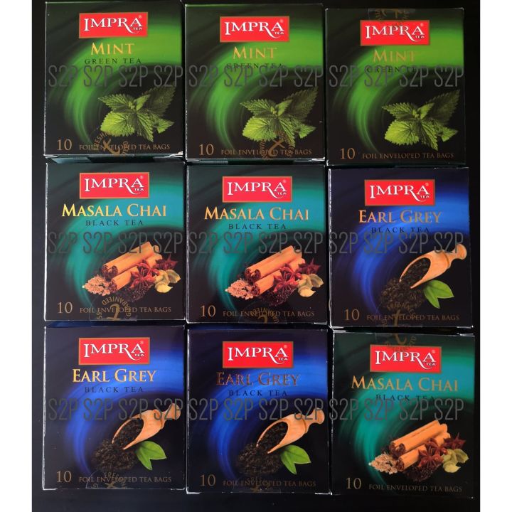 IMPRA TEA in MINT X MASALA CHAI X EARLY GREY X ENGLISH BREAKFAST (10pcs ...