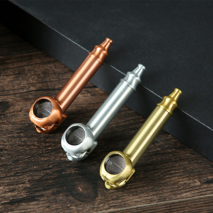 Full metal pipe, skull head, personalized rod, aluminum alloy smoking ...