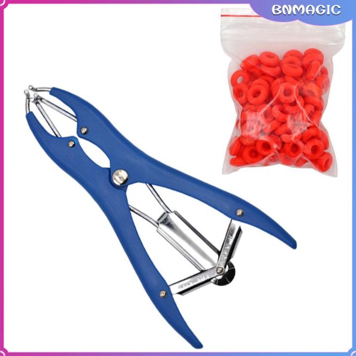 BNMAGIC Animal Castration Pliers, with High Elastic Tendon Rubber Castration Rings Pig Tail ...
