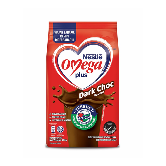 NESTLE Omega Plus Dark Choc Flavour Susu Tepung Isian Kurang Lemak 900G ...