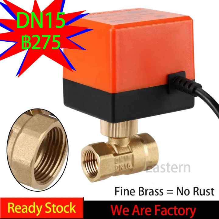【Thailand Stock】Ac 220V DC 12V Brass Electric Thread Ball Valve 2-way 3-wire Solenoid Water ...
