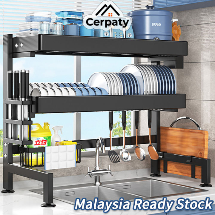 Rak Pinggan Mangkuk Stainless Steel Sink Drain Rack Dish Drainer Rack ...