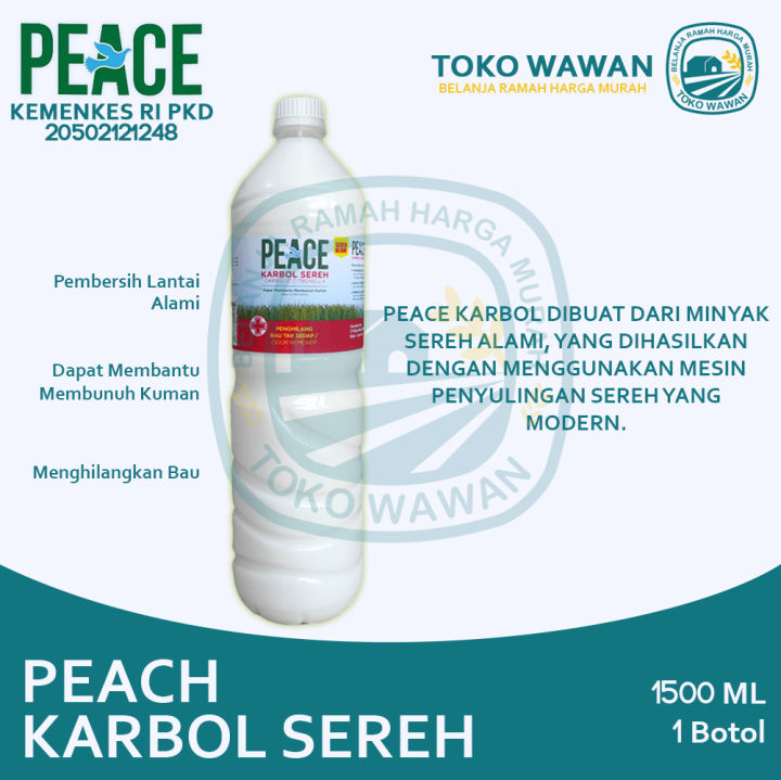 Peace Karbol Sereh 1.5 Liter Botol 1500 ML / Cairan Pembersih Lantai ...