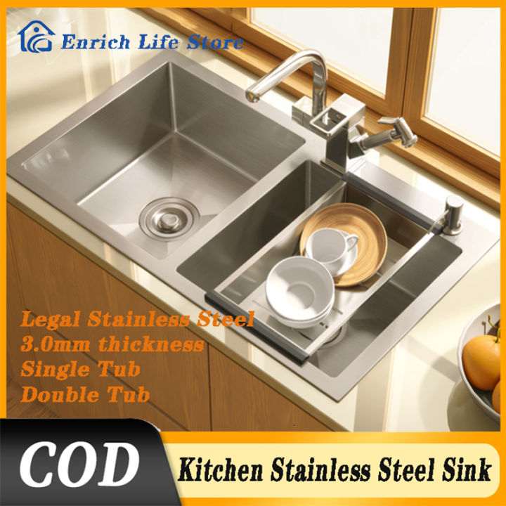 Kitchen Sink Stainless Steel SInk With Faucet Stainless Lababo Complete ...