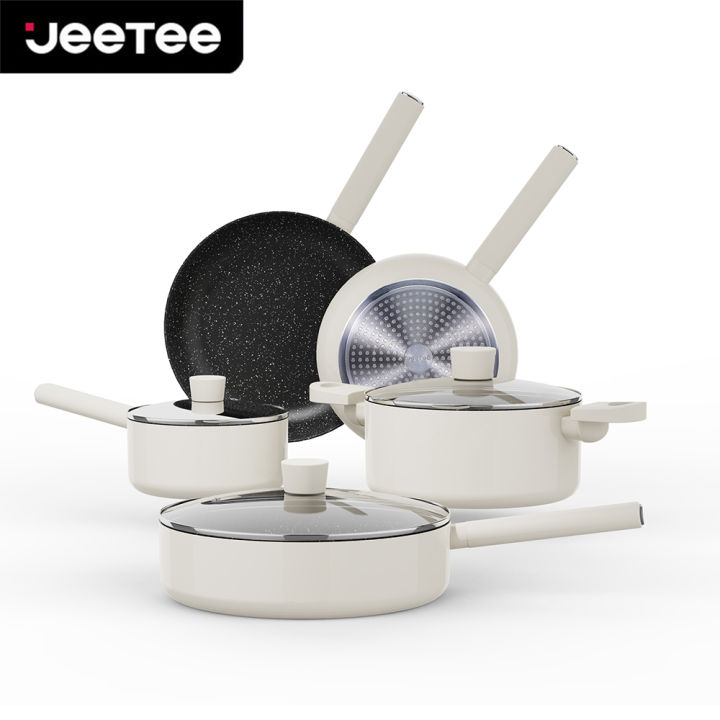 JEETEE 4PCS/5PCS Non Stick Cookware Set Kitchen Cooking Set Marble ...