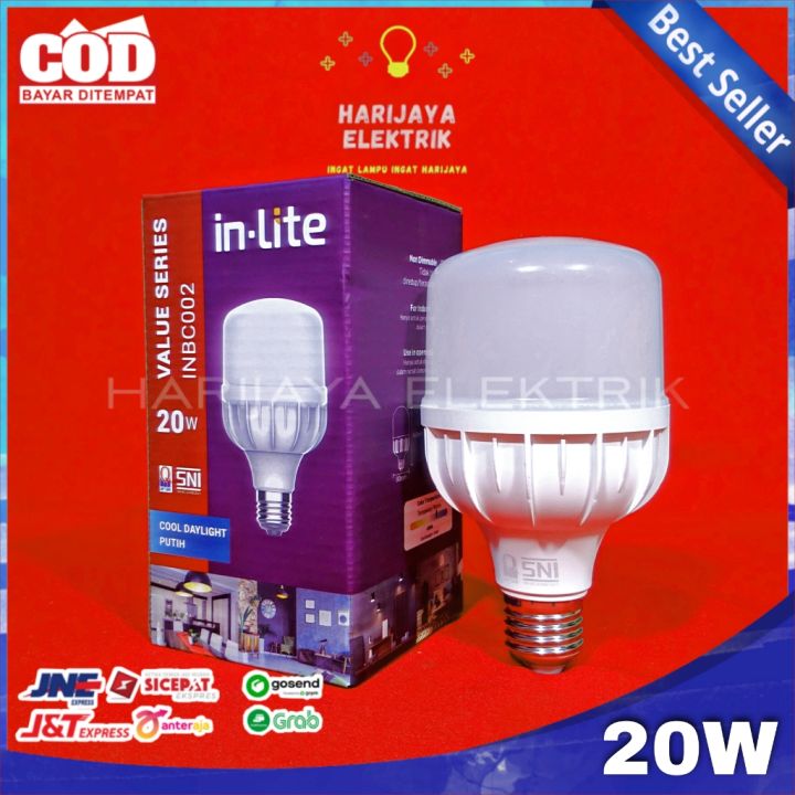 INLITE BOHLAM LAMPU LED 20 WATT TABUNG IN-LITE VALUE INBC002 SNI PUTIH ...