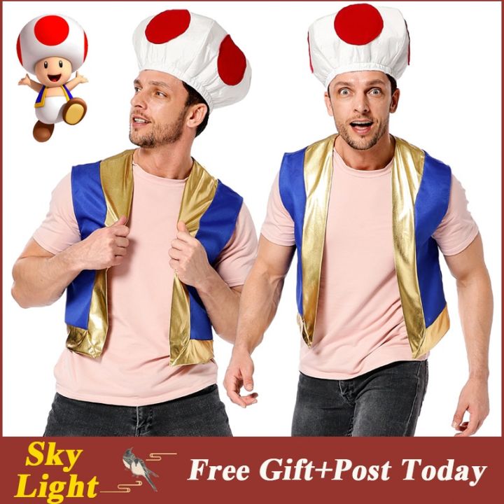 WGB Super Mario Bros Toad Cosplay Costume For Men Halloween Christmas ...
