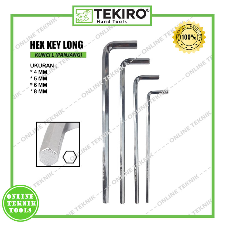 TEKIRO Kunci L Ukuran 4 5 6 8 mm / Kunci L Panjang Hex Key Long ...