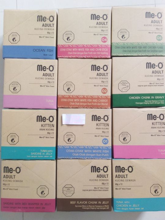 MEO POUCH 1 DOS ISI 12 pcs all varian KITTEN DAN ADULT - makan kucing ...