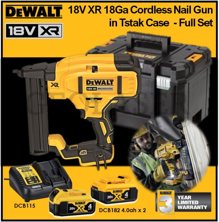 Dewalt 18V XR Brushless Cordless 18Ga Finish Nailer Nail Gun Minibrad ...