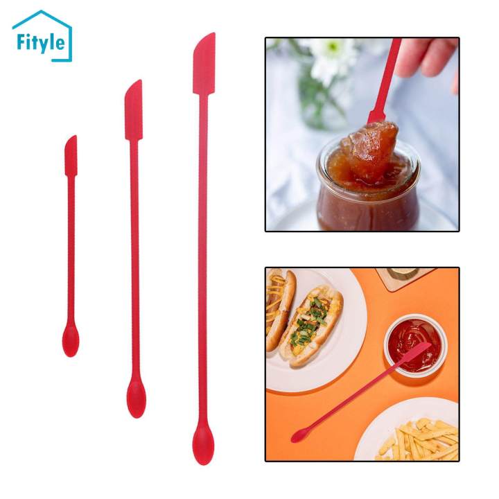 Fityle 3x Mini Silicone Spatula Set, Mini Jar Scraper, Double Head ...