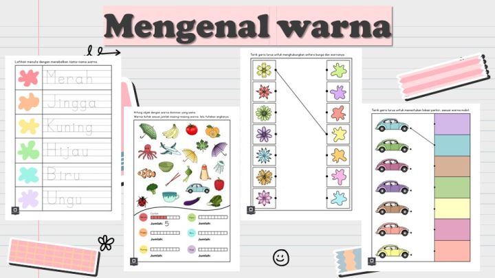 [PRE205] 28 pages Mengenal warna Worksheet for Pre-school PDF version ...
