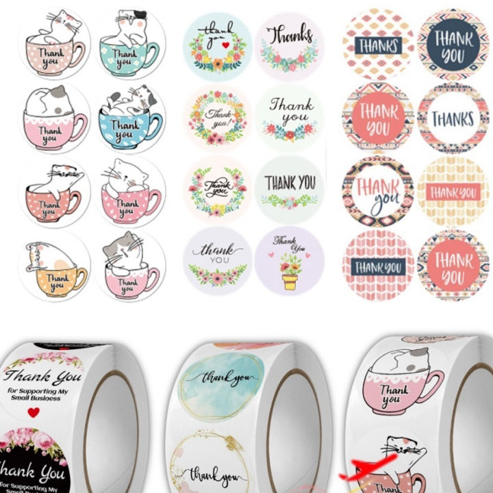 STICKER THANK YOU 1 ROLL 500PCS STIKER LABEL MAKANAN TULISAN SEGEL ...