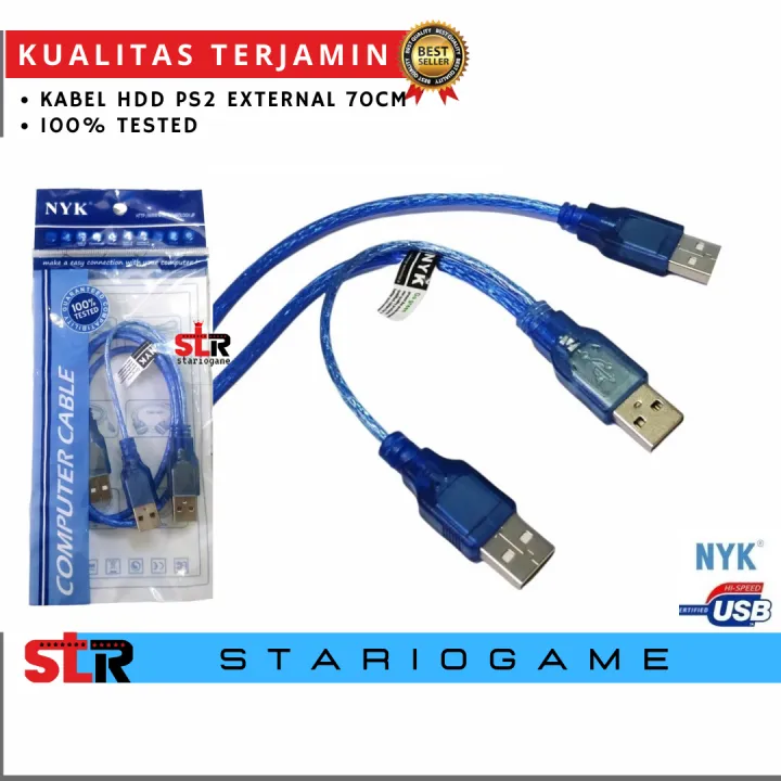 Kabel hardisk HDD eksternal PS2 PS3 Kabel usb to usb cabang 2 NYK ORIGINAL 2.0 | Lazada Indonesia