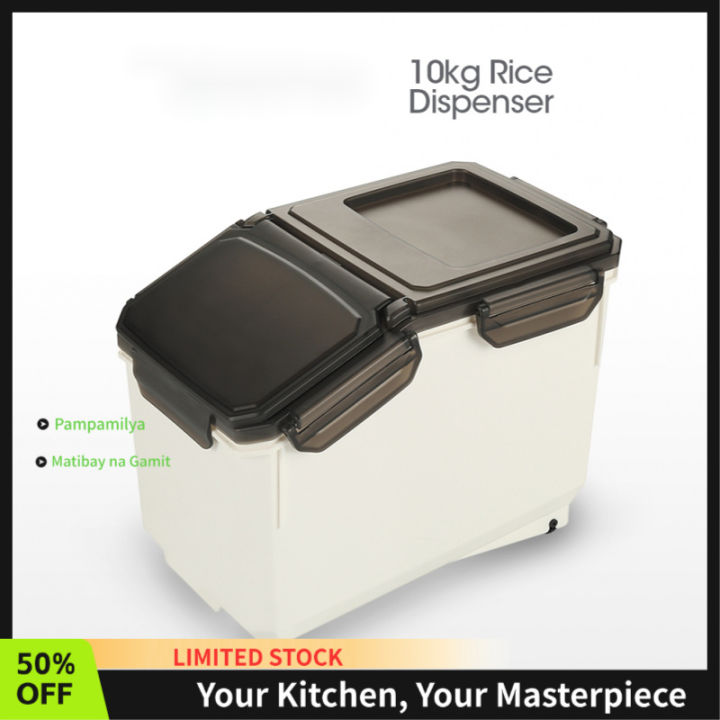 SLIQUE Rice Storage Rice Dispenser Container w/ Measuring Cup 6kg ...