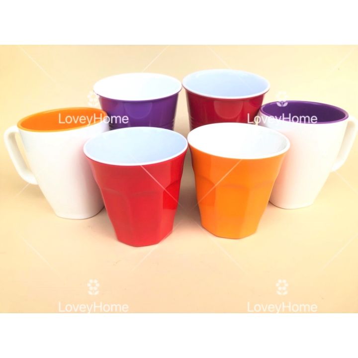 🔥🔥 Melamine Dual Color Drinking Mug Tumbler Cawan Air Jus Kopi Bekas ...