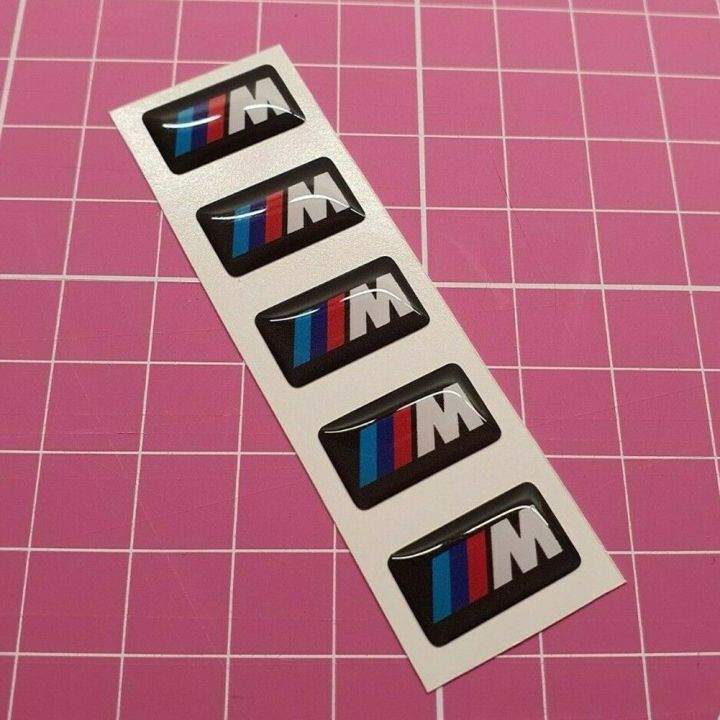 5pcs For BMW M Tec Sport Alloy Wheel Rectangle Rim Sticker Logo Badge ...
