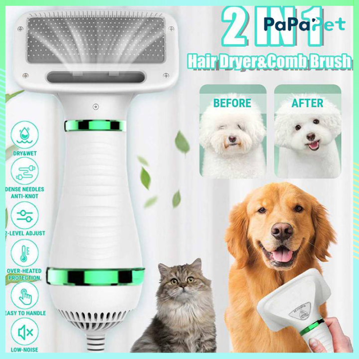 2 in 1 Pet Hair Dryer Comb Portable Blowers with Slicker Brush Cat Hair ...
