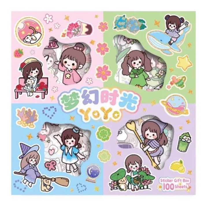 Stiker 2D 100 Lembar Sticker MoMo Kartun Korean Lucu Anak/SANRIO/YOYO ...