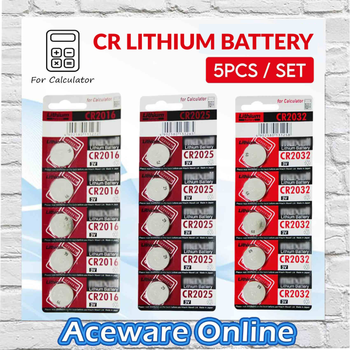 CR BUTTON / COIN CELL LITHIUM 3V BATTERY 5PCS PER PACK CR2016 CR2025 ...