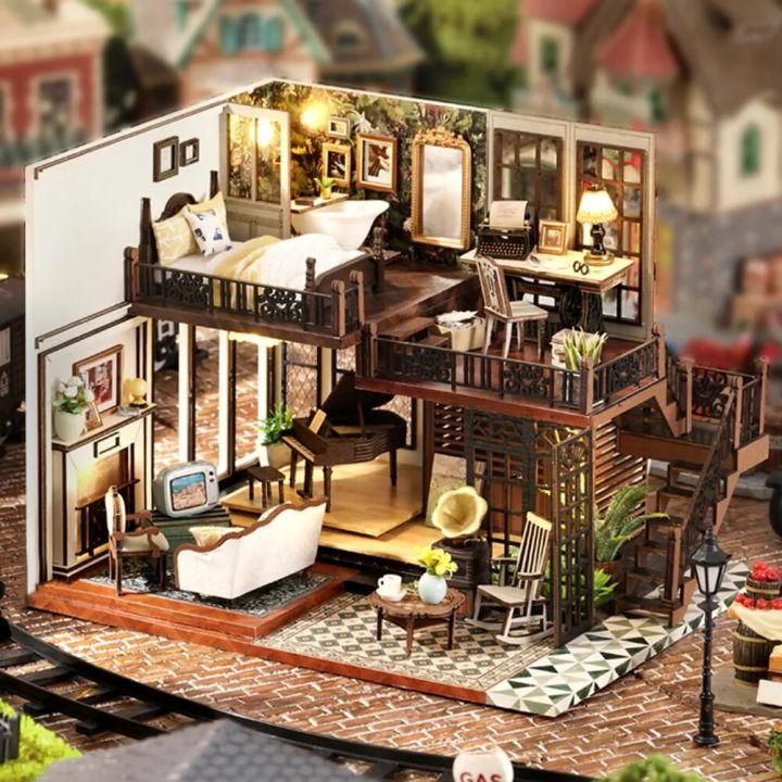 DIY Miniature Dollhouse Diorama Toys Kids Handmade Miniature Dollhouse Puzzle Model Mini House ...