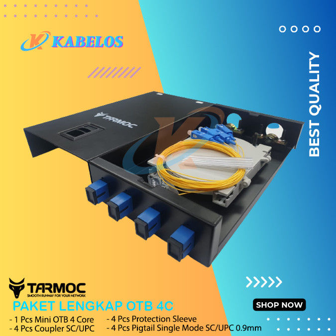 Tarmoc Fiber Optic mini OTB 4 Core SC|Roset FO Besi 4C Lengkap Komplit ...