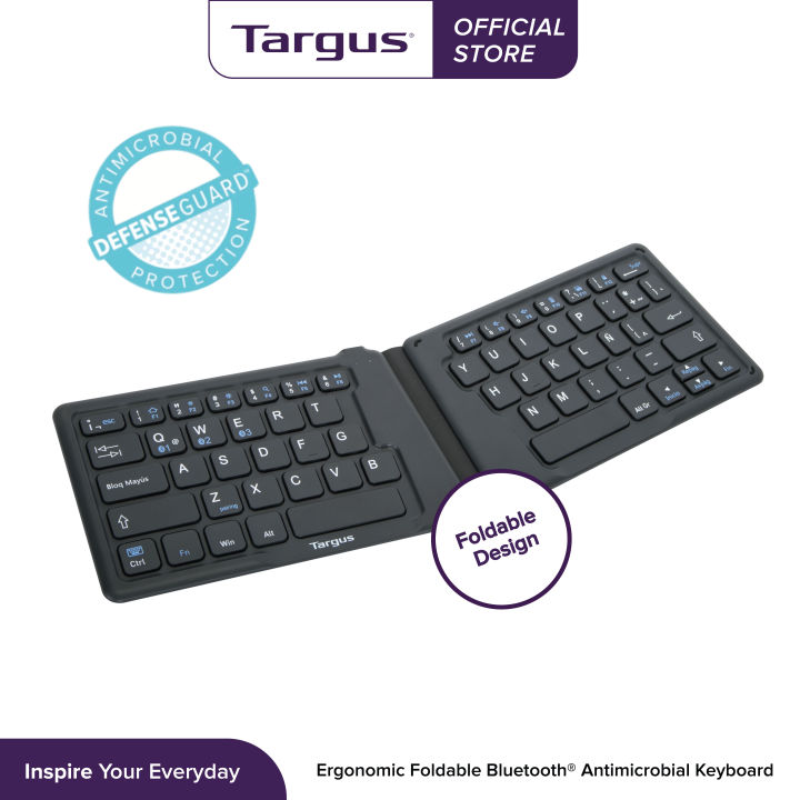 Targus Ergonomic Foldable Bluetooth® Antimicrobial Keyboard - AKF003AP ...