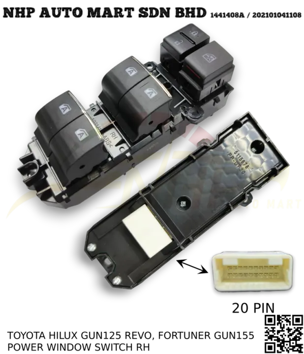 OEM Toyota Hilux Revo Gun125 , Fortuner Gun155 Power Window Main Switch ...
