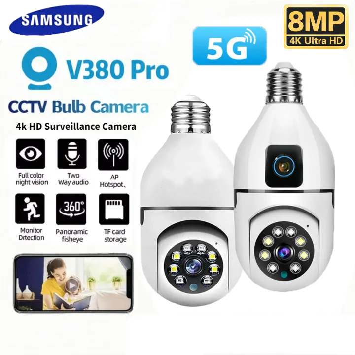 ซื้อ1แถม1 เลนส์คู่ V380 Pro Bulb CCTV Camera หน้าจอคู่ IP Camera 8MP ...