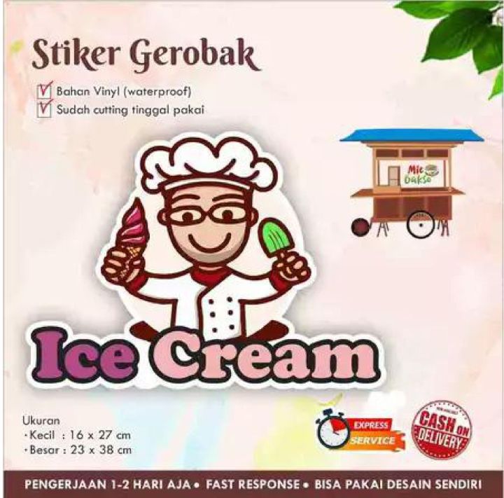 STIKER KACA GEROBAK VINYL ICE CREAM / LABEL MAKANAN | Lazada Indonesia