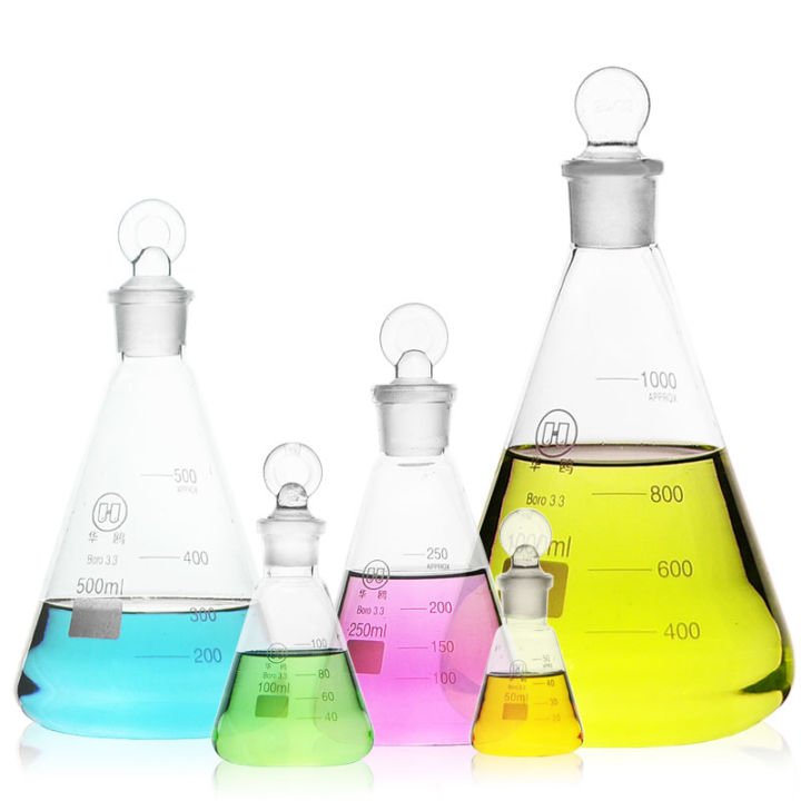 50ml-1000ml Graduated Erlenmeyer Flask with Stopper Borosilicate Glass Conical Flask for ...