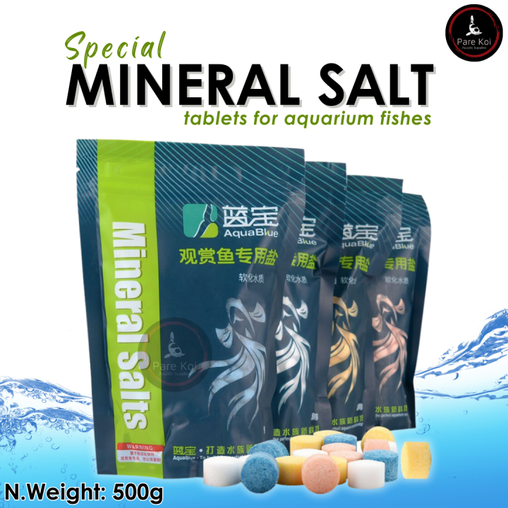 Fish Aquarium Pond Mineral Salt Tablet 500g Prevent Fish Diseases Anti ...